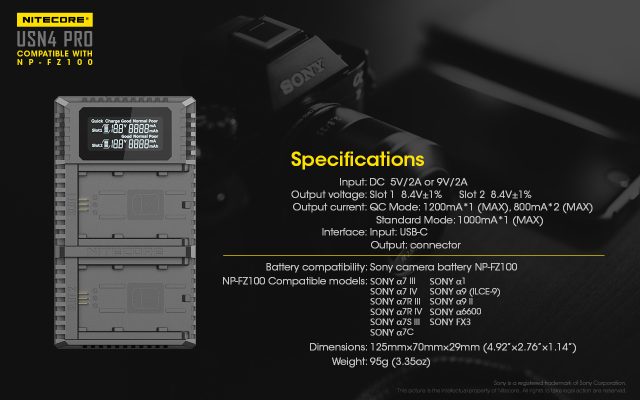 Nitecore USN4 Pro for Sony NP-FZ100 | Digital2Home