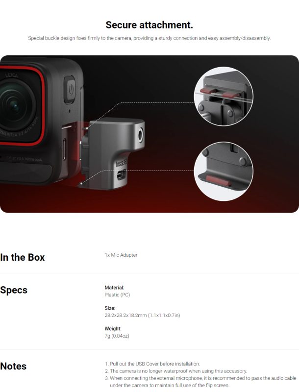 Insta360 Mic Adapter for ACE Pro | Digital2home